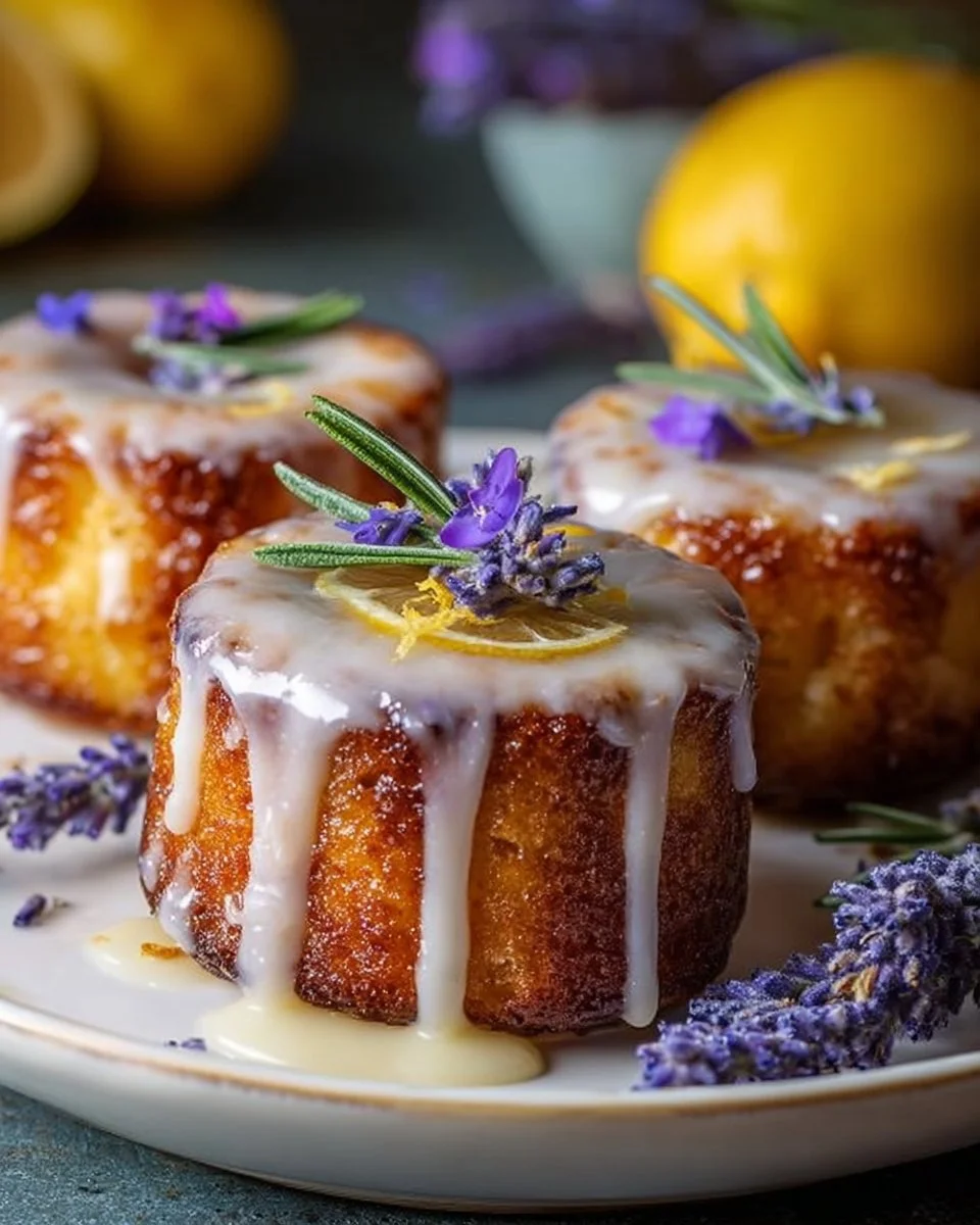 Mini Lemon Cakes With Lavender Glaze