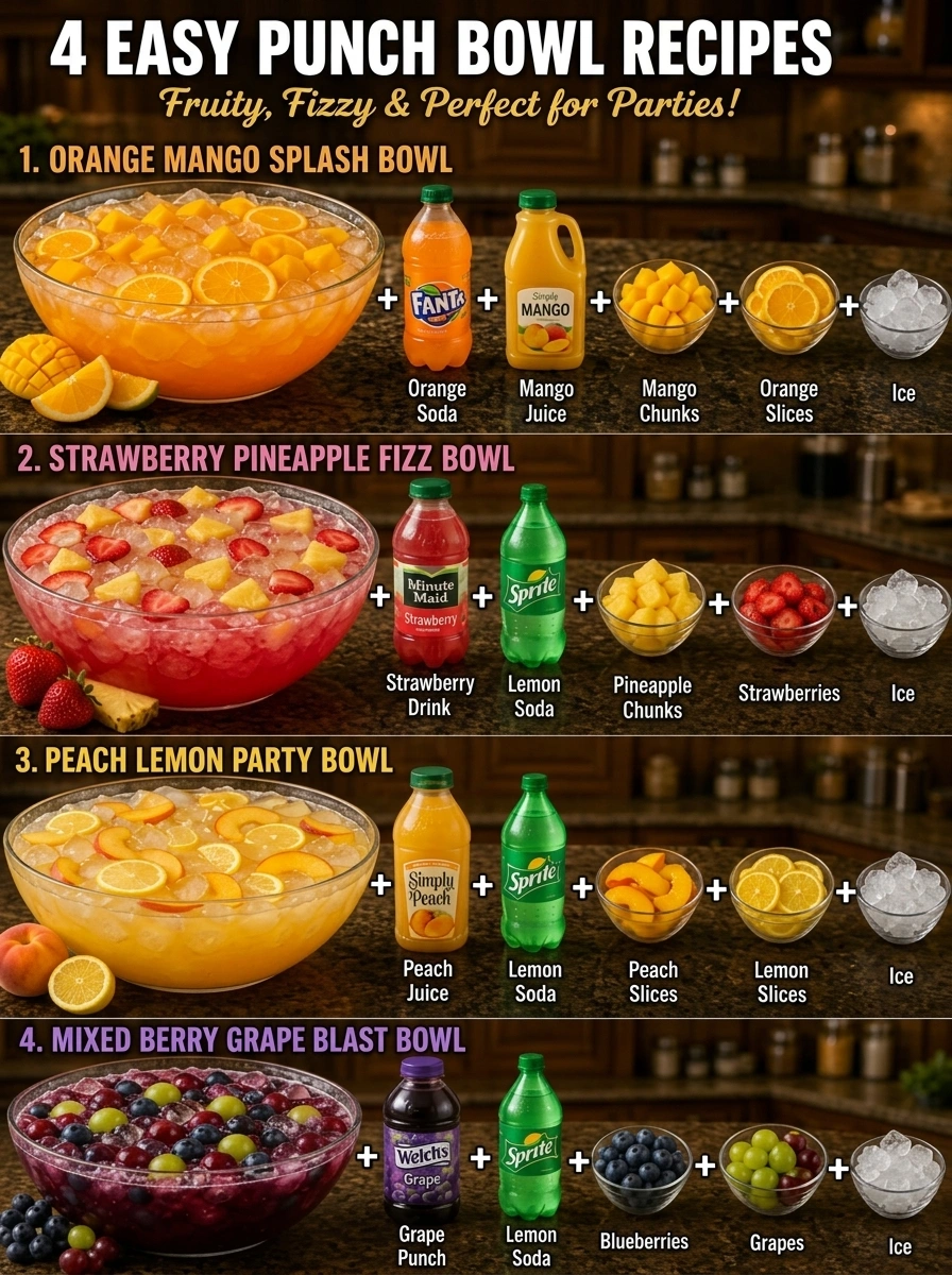 Punch Bowl Recipes 4 Ways: Fruity, Fizzy, and Perfect for Every Party ...